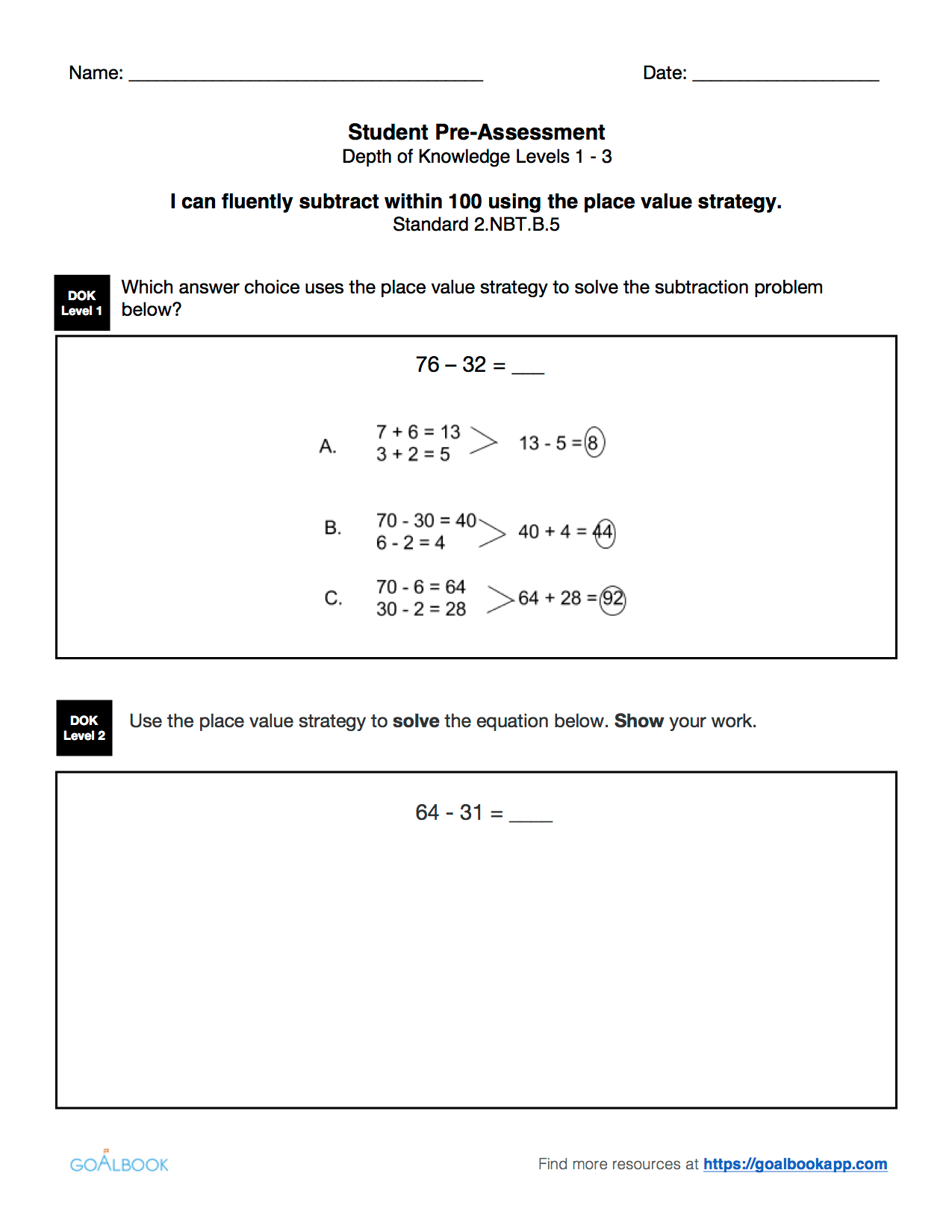 2.NBT.5 Fluently Add and Subtract within 100 | Math: Number ...