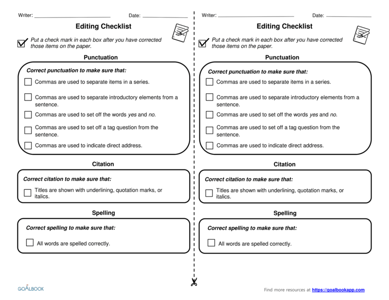 Writing Checklist UDL Strategies